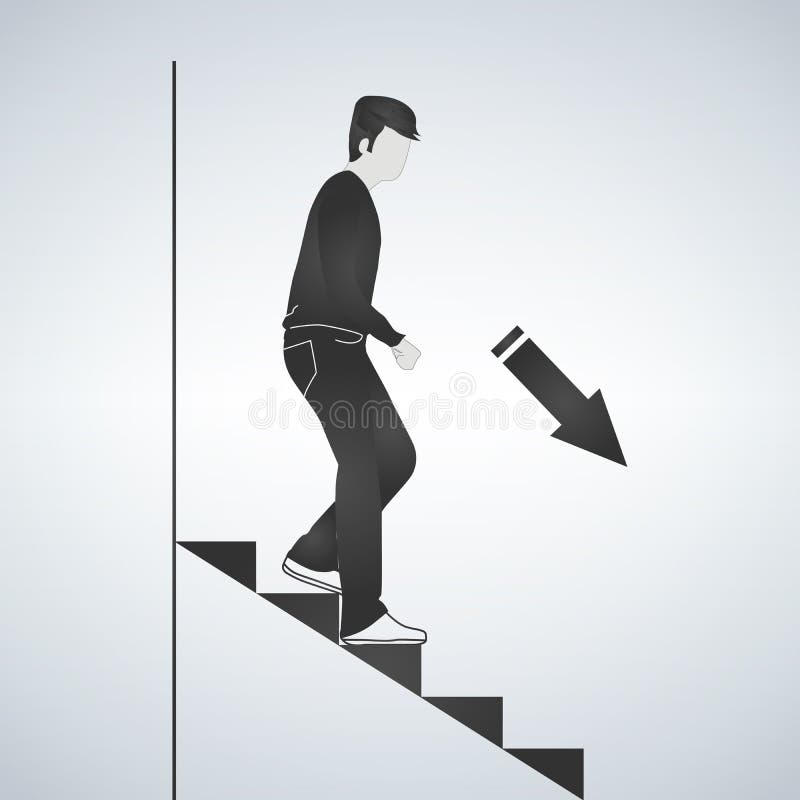 Man on Stairs going down stock illustration. Illustration of sign ...