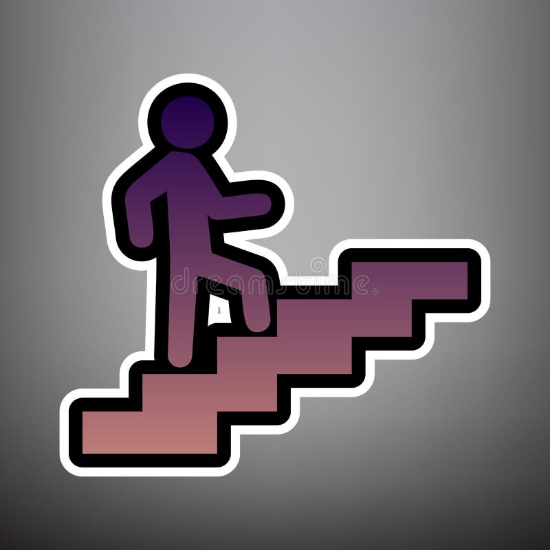 Man on Stairs Going Up. Vector Stock Vector - Illustration of button ...
