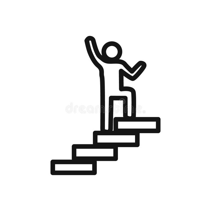 Man on Stairs Icon Linear Vector Graphics Sign Stock Illustration ...