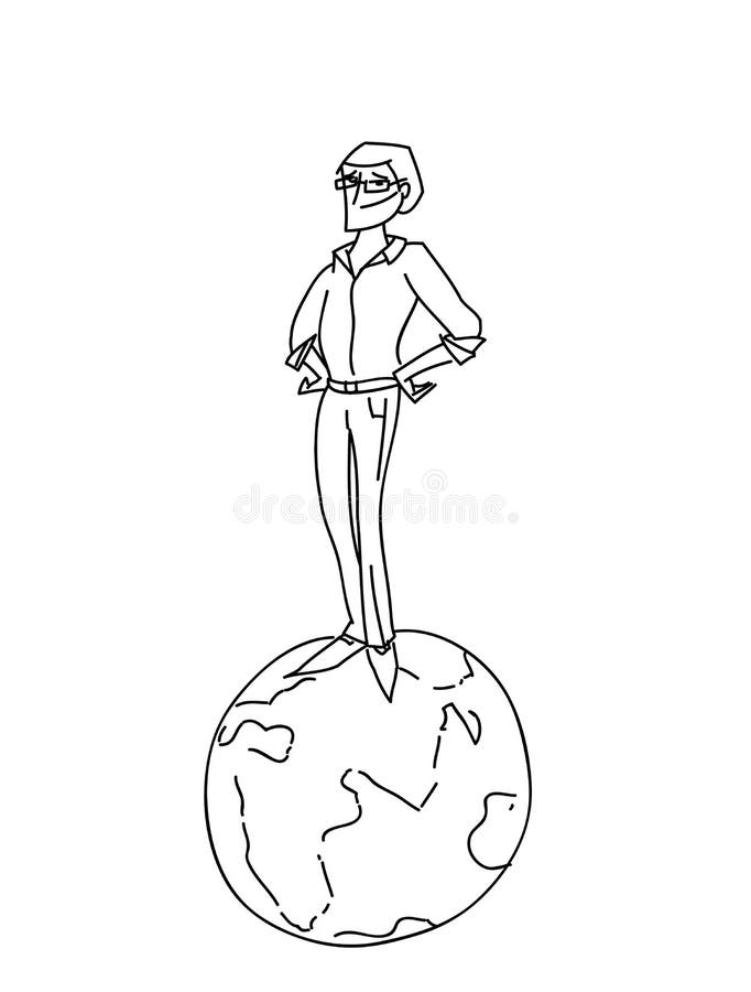Man Stand on Globe Vector Illustration Number One Stock Illustration ...