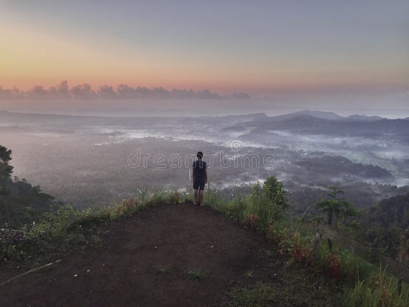A Man Stand See Sunrise View Editorial Stock Photo - Image of stand ...