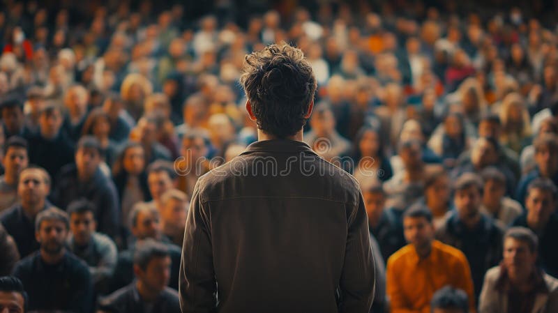 The Man Stand in the Smash Abstract Crowd, Back View Stock Photo ...