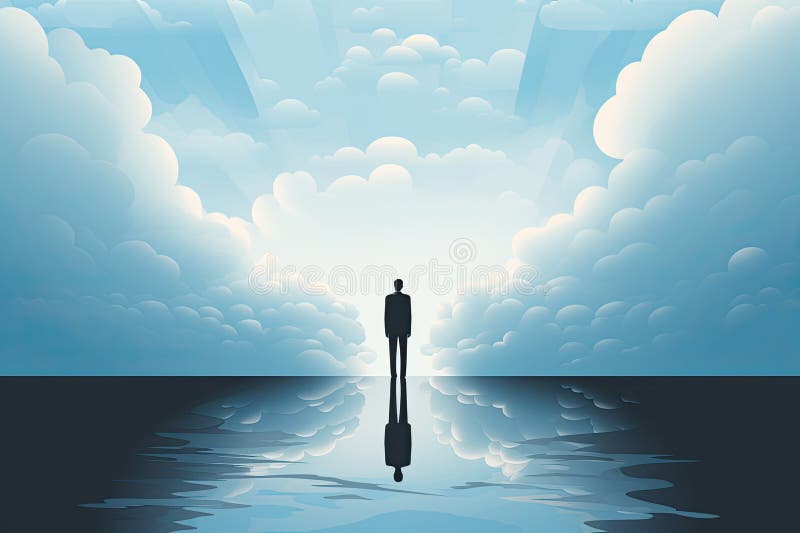 Man Stand Under Rainy Cloud AI Generated Stock Illustration ...