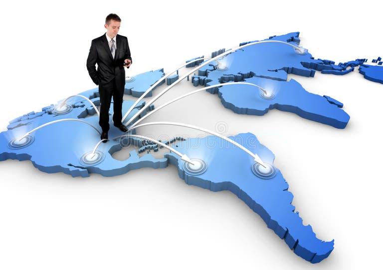 Man Standing on a 3d World Map Stock Illustration - Illustration of ...