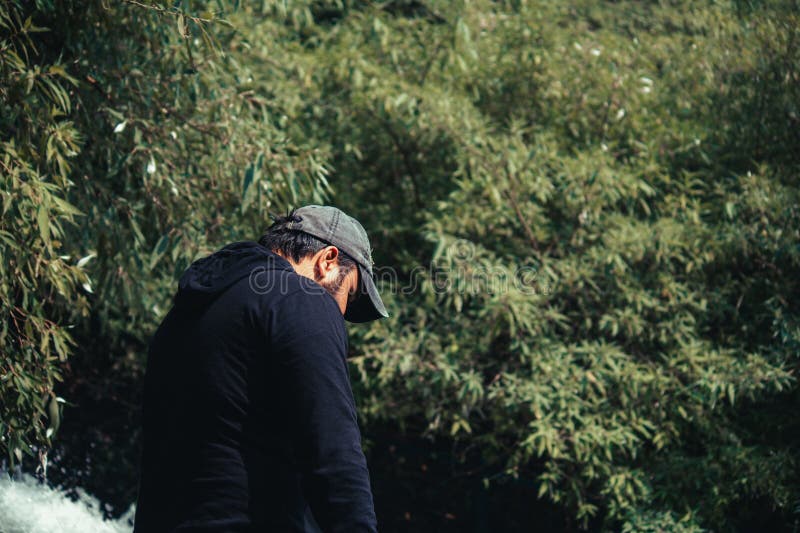 Man Standing Against Dense Greenery Stock Image - Image of vegetation ...