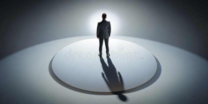 A Man Standing Alone in the Spotlight, 3D Render, Shadow, Light ...