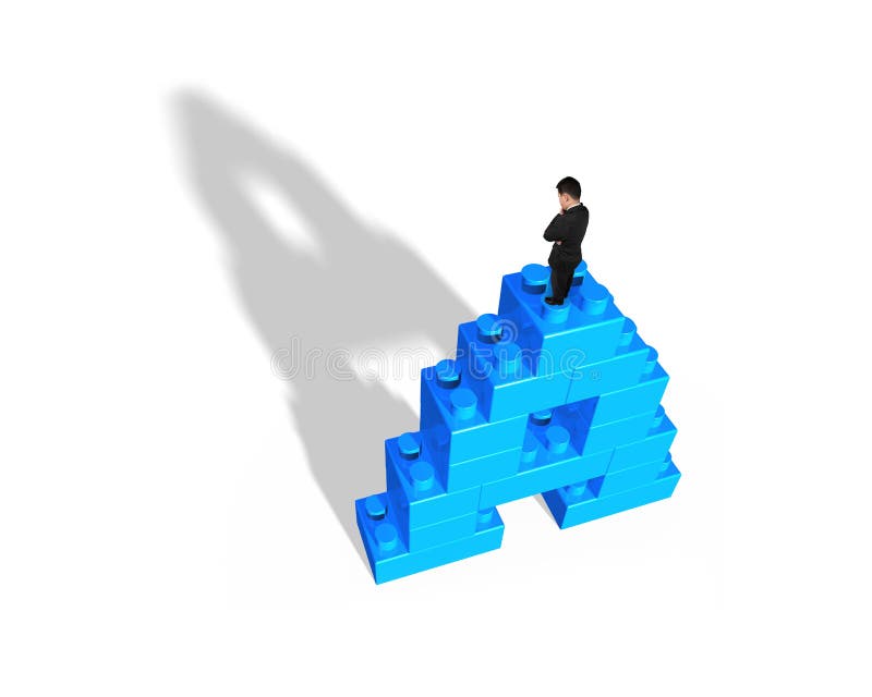 Man Standing on Alphabet Letter a Shape Stack Blocks Stock Image ...