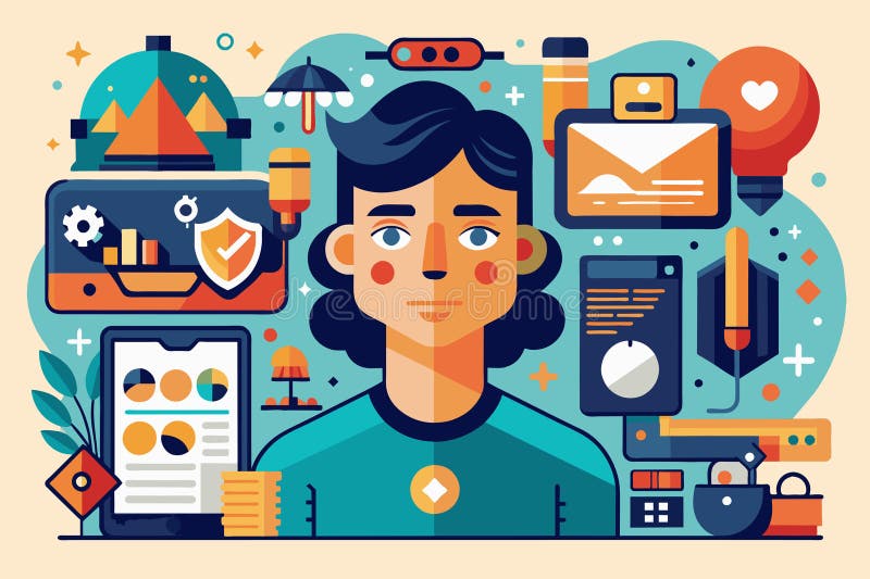 A Man Standing Amid a Multitude of Different Items and Objects in a ...