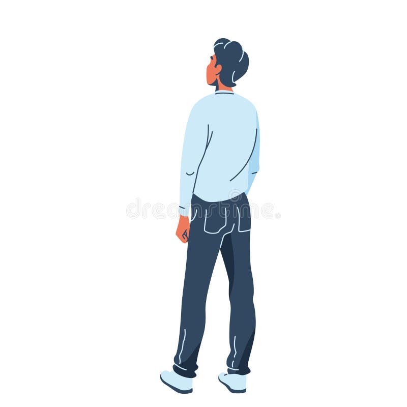 Man Standing, Back View, in Simple Modern Flat Style Isolated on White ...