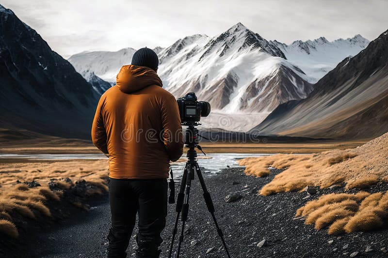 A Man Standing Backwards in the Distance Against a Back. Generative AI ...