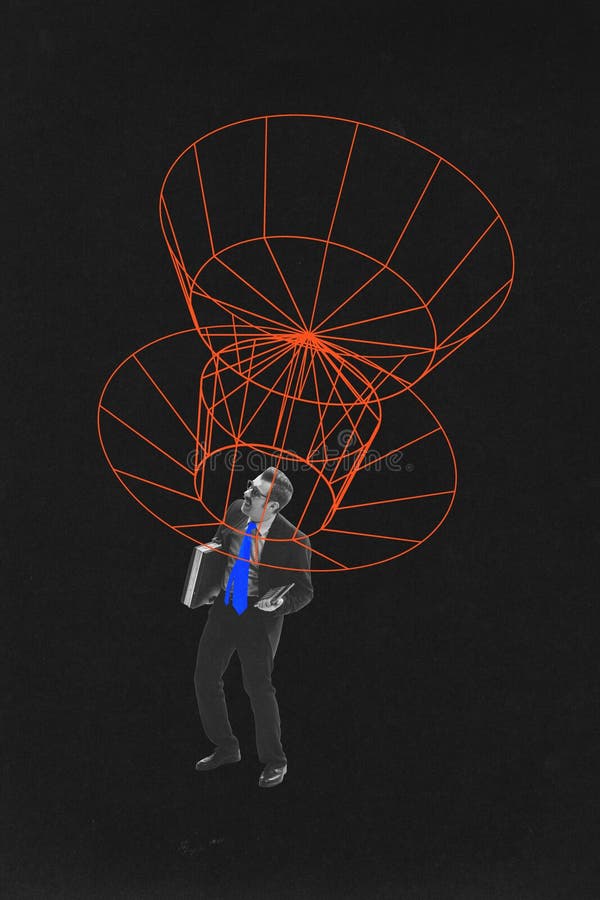 Man Standing Beneath Funnel-like Structure, Representing Flow of ...