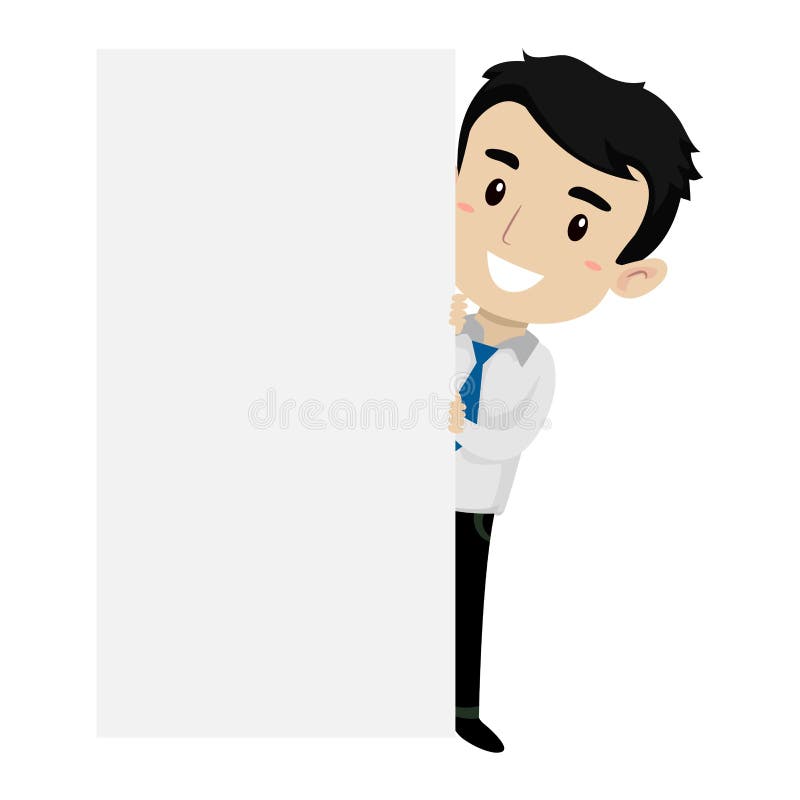 Man Standing beside Blank Signage Stock Vector - Illustration of asian ...