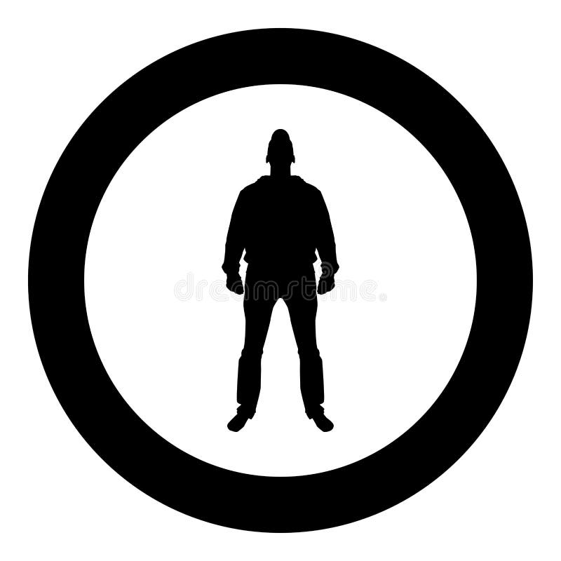 Man Standing in Cap View with Front Icon Outline Black Color Vector in ...