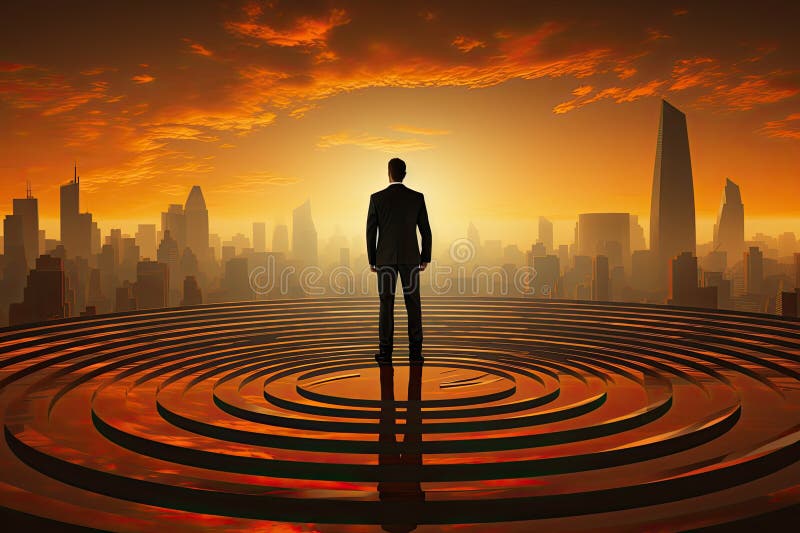 Man Standing in the Center of Stock Illustration - Illustration of ...