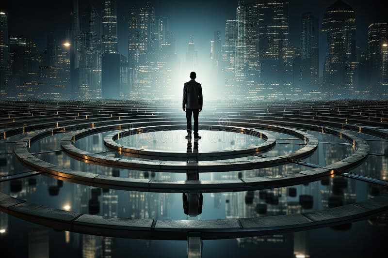 Man Standing in the Center of Stock Photo - Image of architecture ...