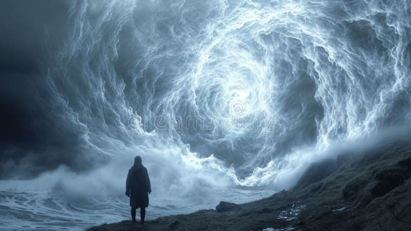 Silhouette Man Standing Swirling Galaxy Stock Photos - Free & Royalty ...