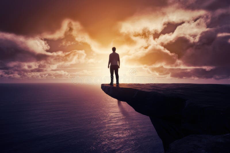 A Man Standing on Top of a Cliff with the Words First Day of Rest in ...