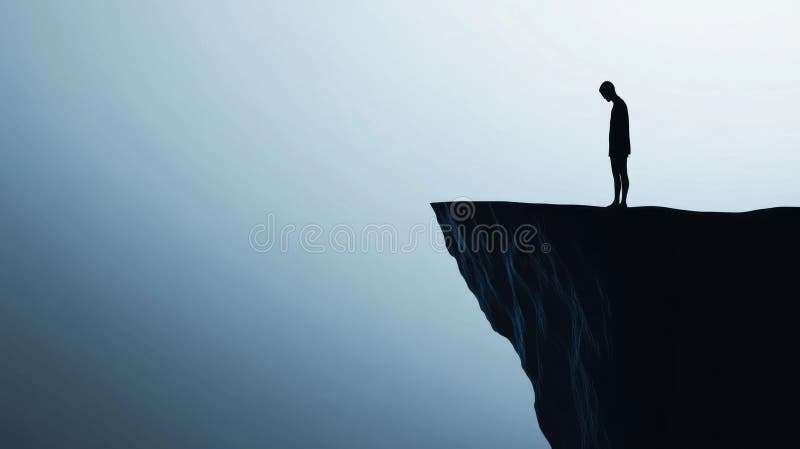 A Man Standing on a Cliff Looking Out Over the Ocean, AI Stock Photo ...