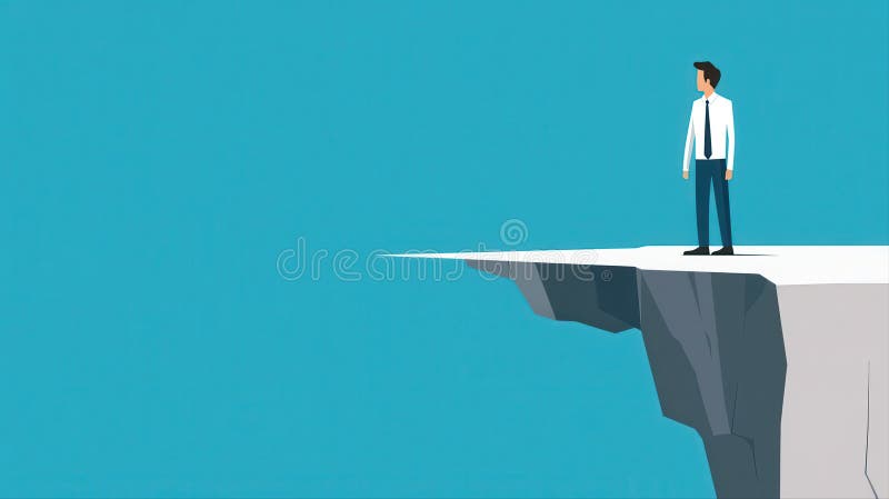 Man Standing on a Cliff Overlooking the Landscape Below Symbolizing ...