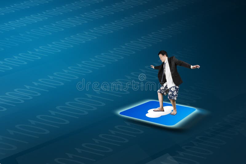 Man Standing on Cloud App Icon with Tech Backgroud Stock Image - Image ...