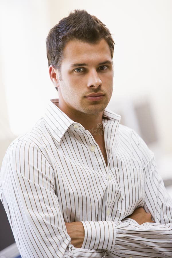 Man Standing in Computer Room Stock Image - Image of room, personal ...