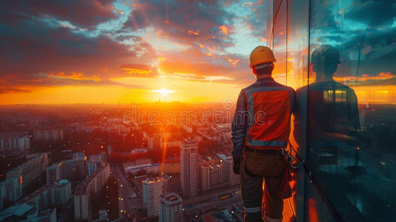 Man Standing on Top of Tall Building Stock Photo - Image of highrise ...