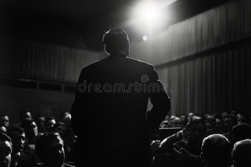 A Man Standing before a Crowd, Delivering a Powerful Speech, an ...