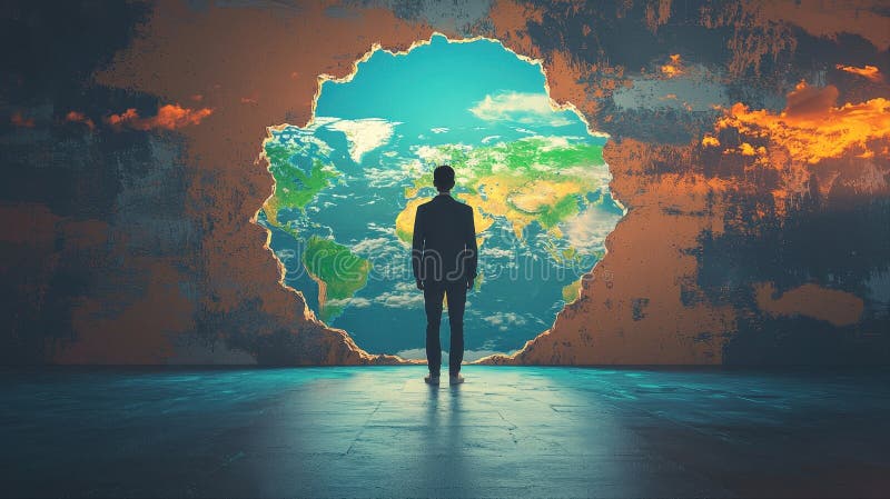 Man Standing Curiously in Front of a Large and Deep Hole in the Ground ...