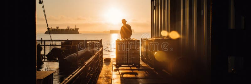 A Man Standing on a Dock Next To a Boat. Generative AI Image. Stock ...