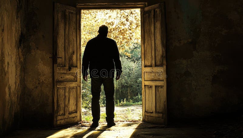 Man at the Threshold stock illustration. Illustration of cracked ...
