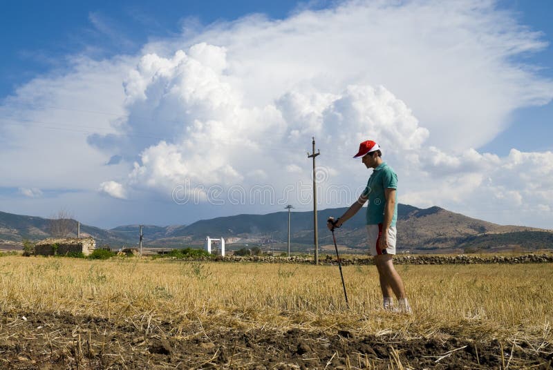 Man standing on Dry crop stock image. Image of copy, outdoor - 7008853