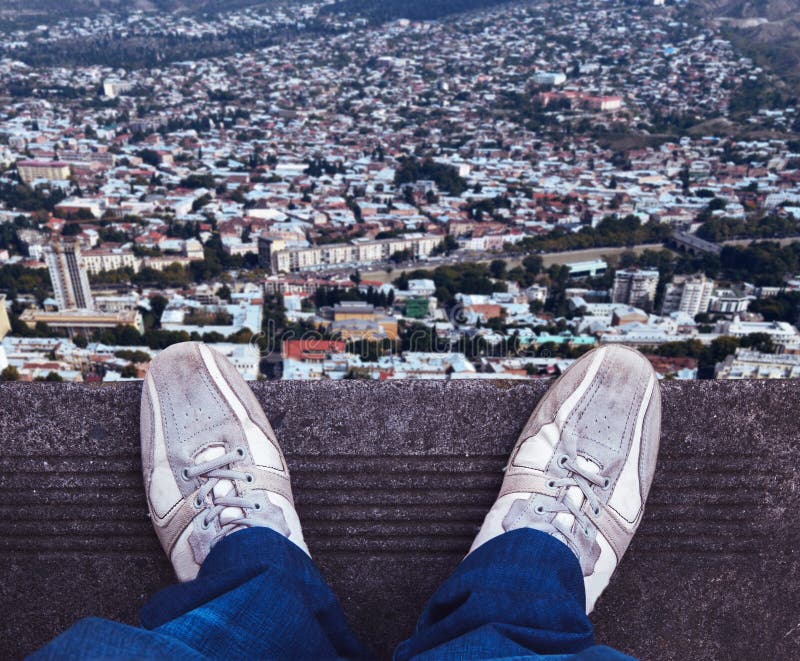 Man standing on edge stock photo. Image of black, bridge - 109211020