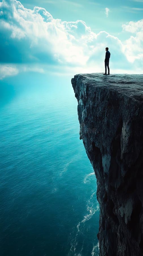 Man Cliff Overlooking Ocean Distance Stock Photos - Free & Royalty-Free ...