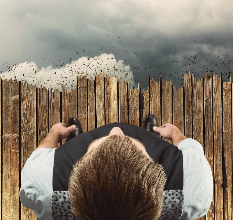 Man Standing on the Edge in Clouds Stock Photo - Image of assessment ...