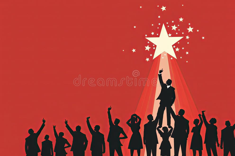 A Man Standing Elevated on a Mass of People Below Him. Generative AI ...