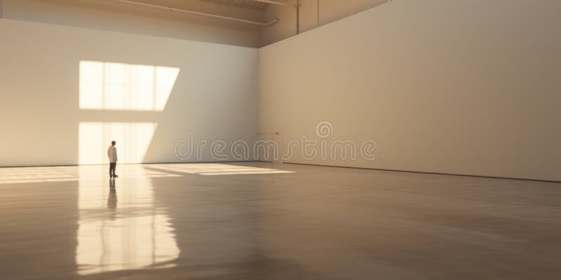 A Man Standing in an Empty Room with a Large Window, AI Stock ...