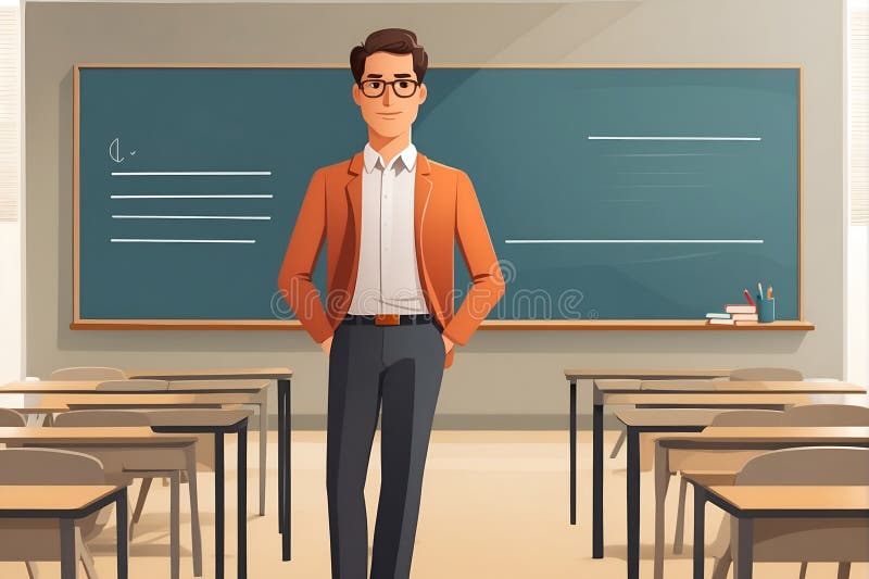 Man Standing in Front of Classroom Blackboard Explaining Lesson To ...