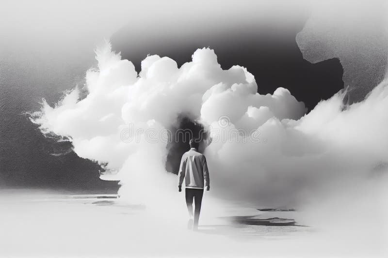 Man Standing in Front of Cloud of Smoke. Generative AI Stock ...