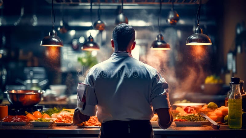 Man Standing in Front of Counter with Lots of Food on it. Generative AI ...