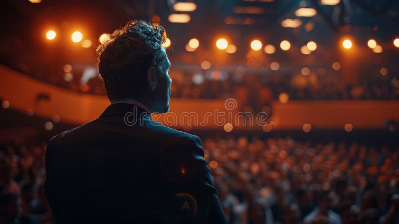 Man Standing in Front of Crowd Stock Photo - Image of audience, people ...