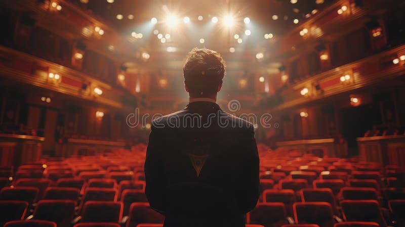 Man Standing in Front of Empty Auditorium Stock Illustration ...