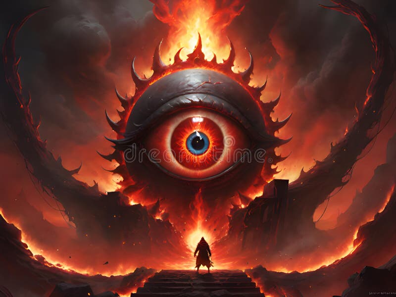 A Man Standing in Front of a Giant Eye Stock Illustration ...