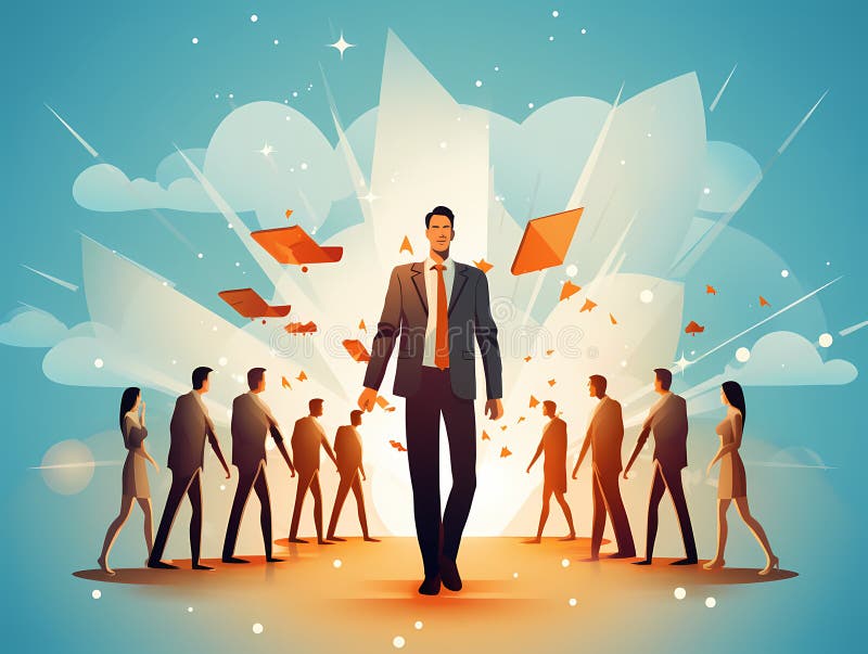 Man Standing in Front of a Group of People Stock Illustration ...