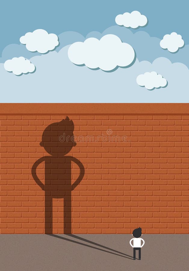 The Man Standing in Front of a High Walls Stock Vector - Illustration ...