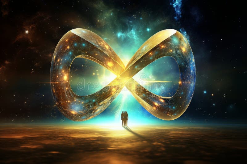 A Man Standing in Front of an Infinity Symbol Stock Illustration ...