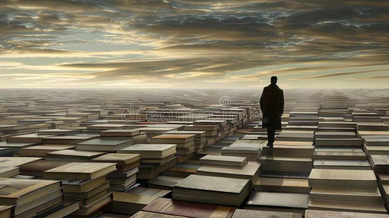 Man Standing in Front of Large Amount of Books Stock Photo - Image of ...