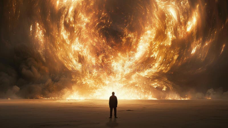 A Large Explosion in the Sky with a Bright Light, AI Stock Photo ...