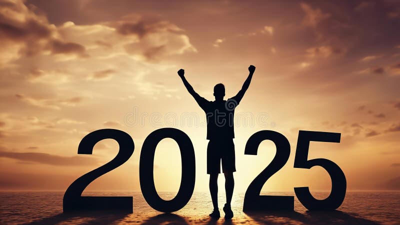 A Man is Standing in Front of a Large Number 2025 Stock Photo - Image ...