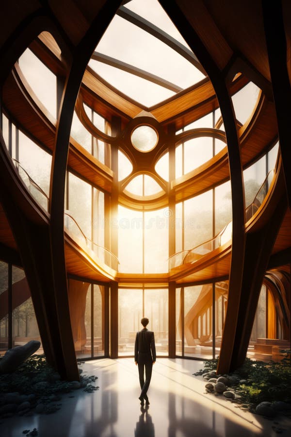 Man Standing in Front of Large Window in Room Filled with Lots of ...