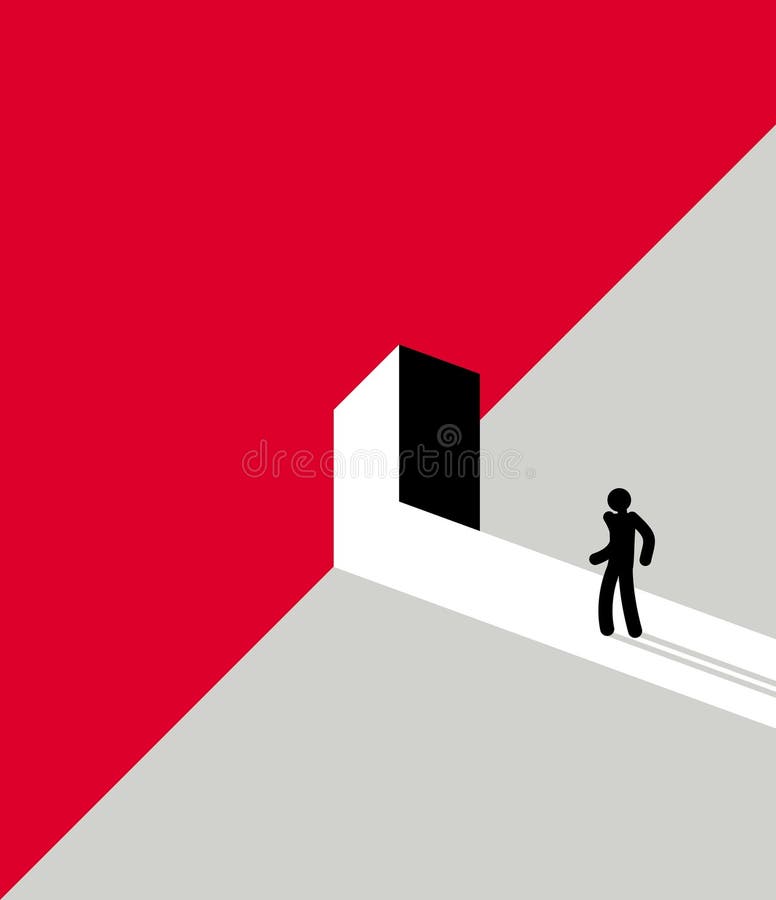 Man Standing in Front of Open Door Vector Illustration, New ...